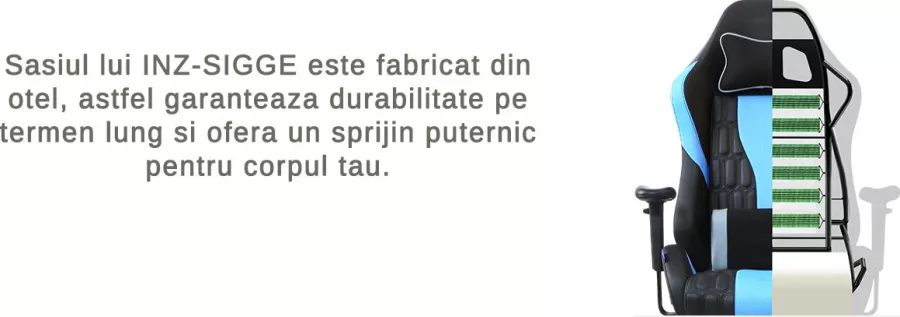 Scaun gaming Inaza Sigge negru cu albastru INZ-SIGGE - cel.ro