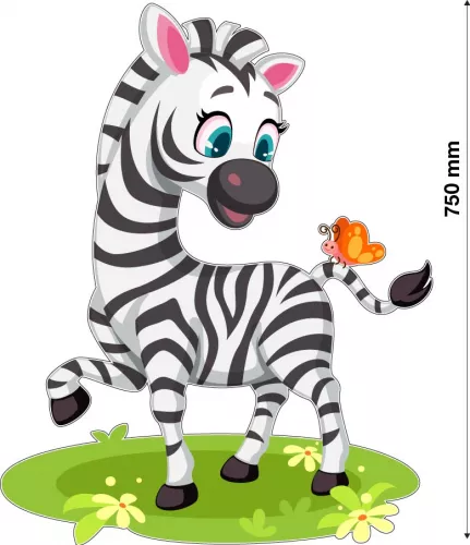 Wall sticker copii - Zebra cu fluturi la CEL.ro