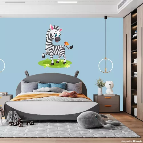 Wall sticker copii - Zebra cu fluturi la CEL.ro