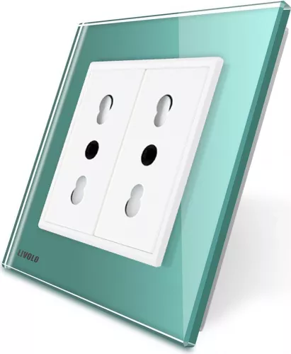 Priza dubla module inguste Livolo VL-C9-C2IT-18 cu rama din sticla ...