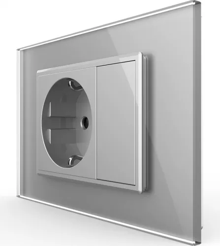 Priza simpla cu blank Livolo VL-C9-C1EU-15 cu rama din sticla 3M standard