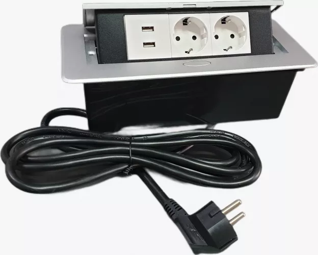 Priza incorporabila in blat bucatarie masa sau birou LanKATT finisaj ...