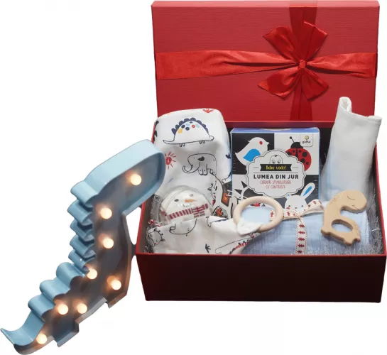 Gift Box copii 10+ piese material organic 6-9 luni baieti 6423581000452 ...