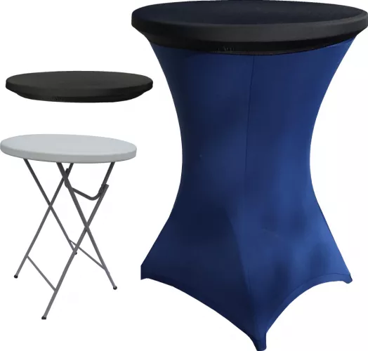 Set masa de bar pliabila CULINARO D80xH110cm husa elastica albastra ...