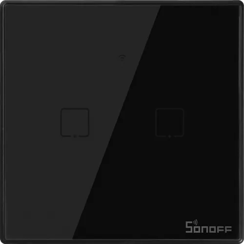 Sonoff T3EU2C Wi-Fi + RF Control de pe telefonul mobil Negru la CEL.ro