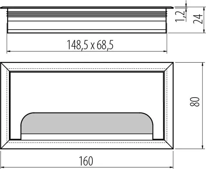 Trecere cabluri prin blatul de birou metalica dreptunghiulara neagra ...