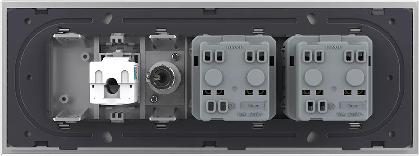 Priza Tripla cu Blank Livolo cu Rama din Sticla 2 Prize Schuko+TV ...