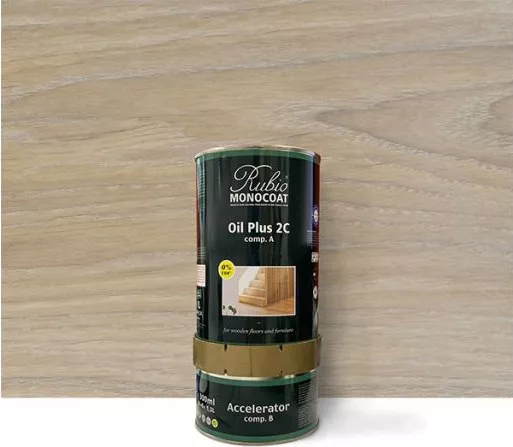 Set ulei lemn interior si accelerator RMC Oil Plus 2C Cotton White 1.3L ...