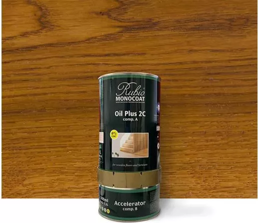 Set ulei lemn interior si accelerator Rubio RMC Oil Plus 2C Ice Brown 1 ...