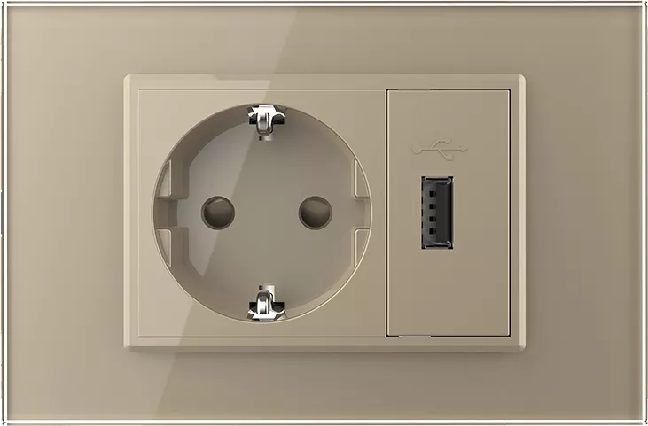 Priza simpla cu USB Livolo VL-C9C1EU1U-13 standard italian Auriu vl ...