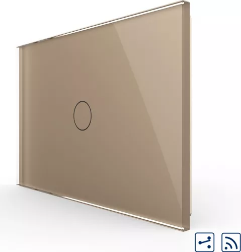 Intrerupator cap scara cruce wireless Livolo cu touch din sticla Auriu ...