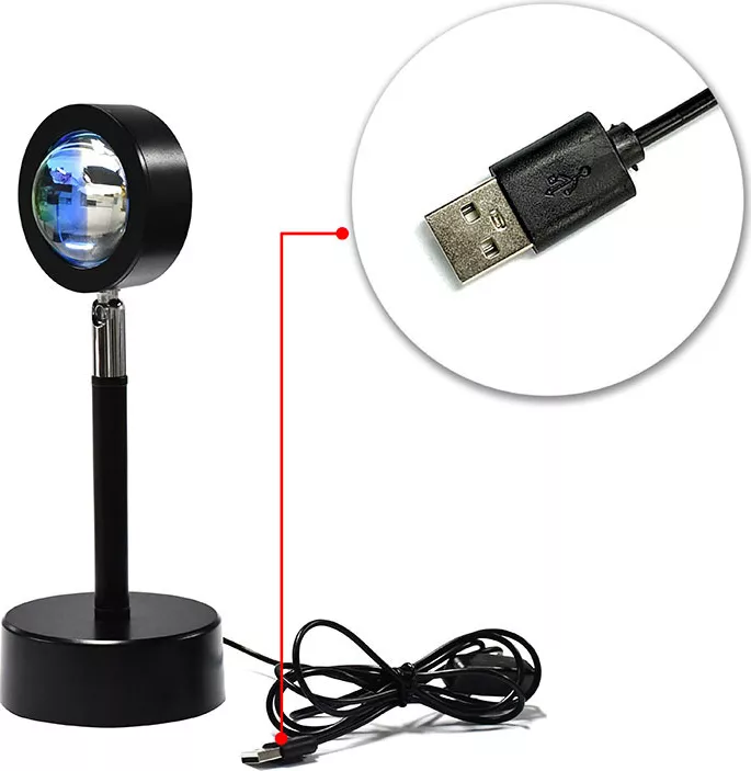 Lampa cu Lupa Proiectie MRG M671 USB rotire 180 grade Apus de Soare ...