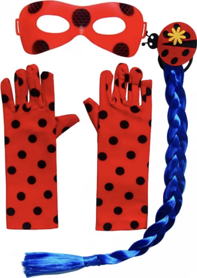 Costum Carnaval Miraculous Ladybug Marinette cu masca manusi si coada ...