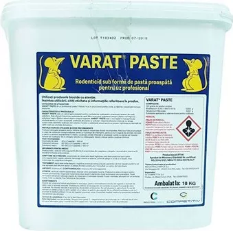 Momeala/ otrava raticida VARAT pliculete de pasta proaspata albastra 10 kg