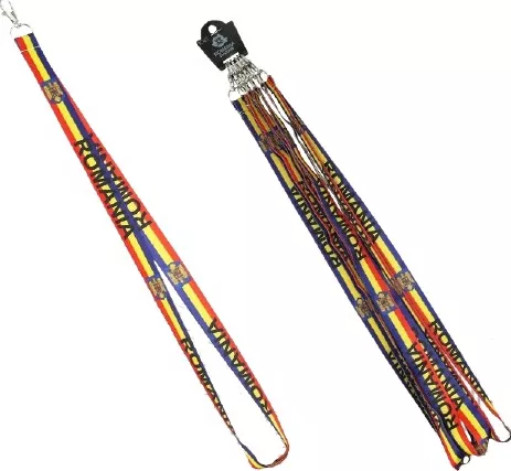 Snur textil cu carabiniera Romania Tricolor 2lt_586 - cel.ro