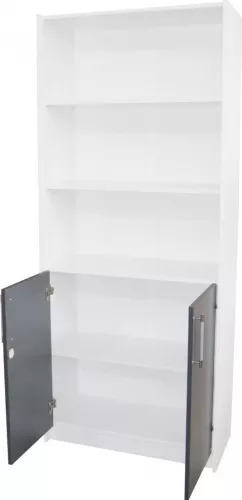 Raft birou 2 usi mici Alb cu Gri 80 x 190 x 36 cm - cel.ro