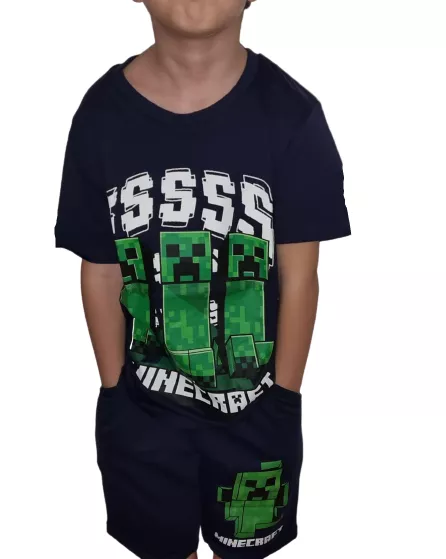 Compleu copii Minecraft Creeper Army 12 ani/152 cm Albastru/Verde - cel.ro