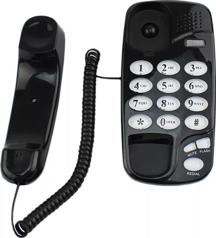 Telefon fix cu fir montabil pe perete tastatura iluminata redial mute flash - cel.ro