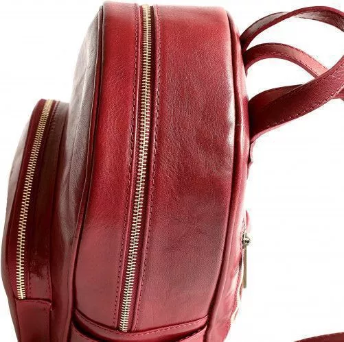 Rucsac dama din piele naturala vachetta rosu R115D la CEL.ro