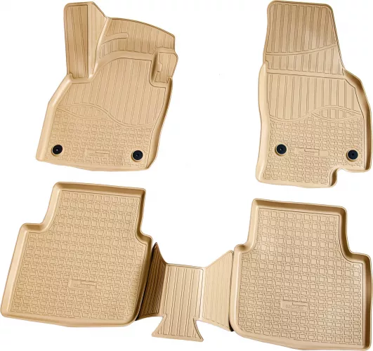 Set de 5 covorase bej cauciuc 3D stil tavita premium pentru VW T-Cross din 2018 - cel.ro