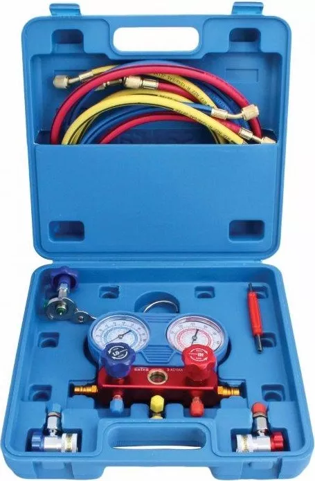 Trusa baterie manometre freon clima auto si AC r134a r407c r404a