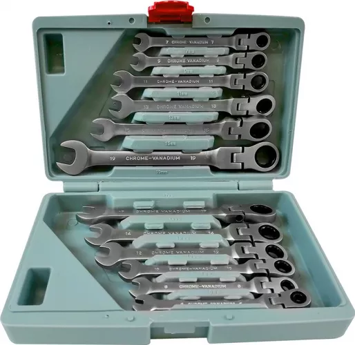 Set chei profesionale combinate cu clichet articulate 8-19mm 12 piese ...