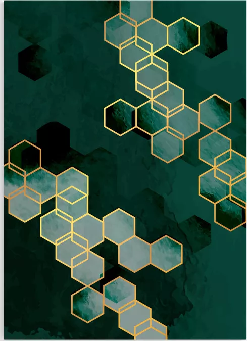 Set 3 tablouri Intaglio Abstracte. verde smarald print pe hartie foto ...