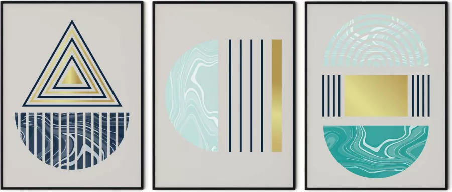 Set 3 tablouri Intaglio Stil Abstracte print pe hartie foto Fine Art ...