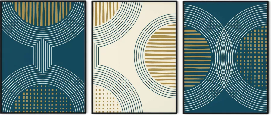 Set 3 tablouri Intaglio Stil Abstracte print pe hartie foto Fine Art ...