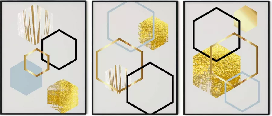 Set 3 tablouri Intaglio Stil Abstracte print pe hartie foto Fine Art ...