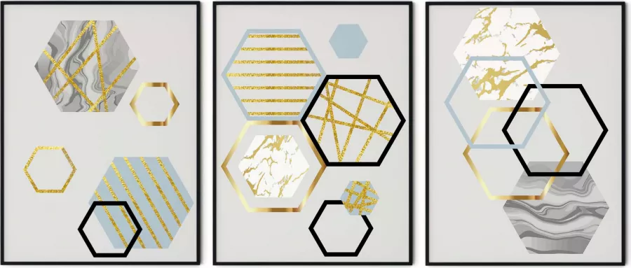 Set 3 tablouri Intaglio Stil Abstracte print pe hartie foto Fine Art ...