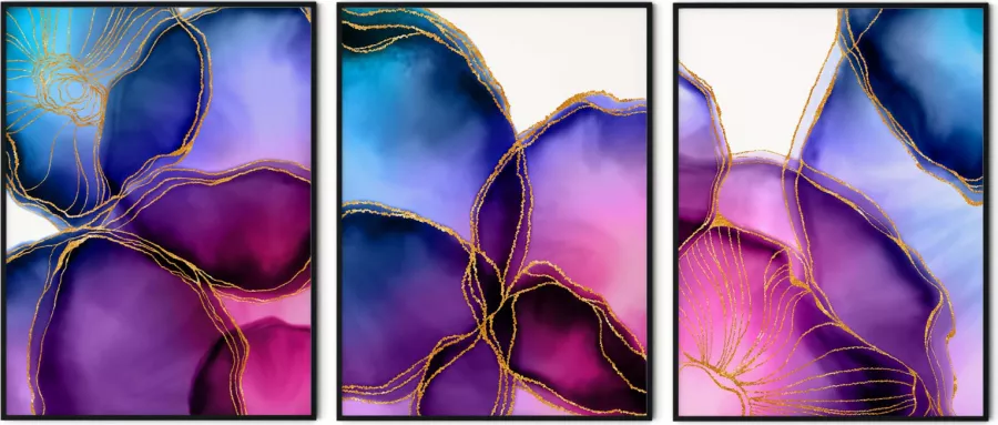 Set 3 tablouri Intaglio Stil Abstracte print pe hartie foto Fine Art ...