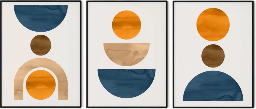 Set 3 tablouri Intaglio Stil Abstracte print pe hartie foto Fine Art ...