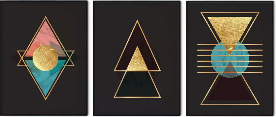 Set 3 tablouri Intaglio Stil Abstracte print pe hartie foto Fine Art ...