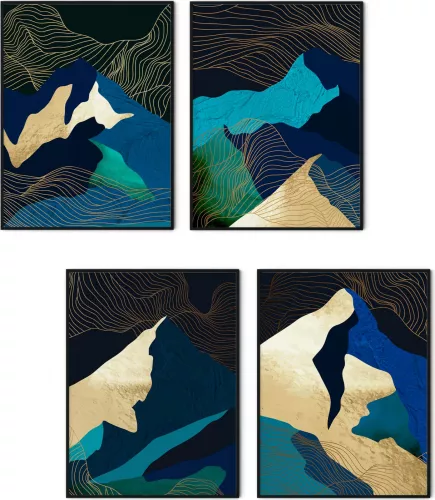 Set 4 tablouri Intaglio Stil Abstracte print pe hartie foto Fine Art ...