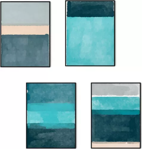 Set 4 tablouri Intaglio Stil Abstracte print pe hartie foto Fine Art ...