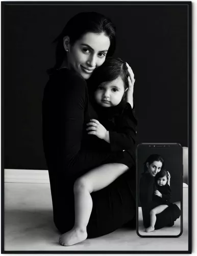Tablou cu rama personalizat cu fotografia ta Mama and Fiica alb negru ...