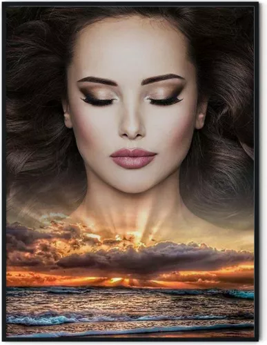 Tablou personalizat cu rama poza ta in dubla expunere Intaglio color ...