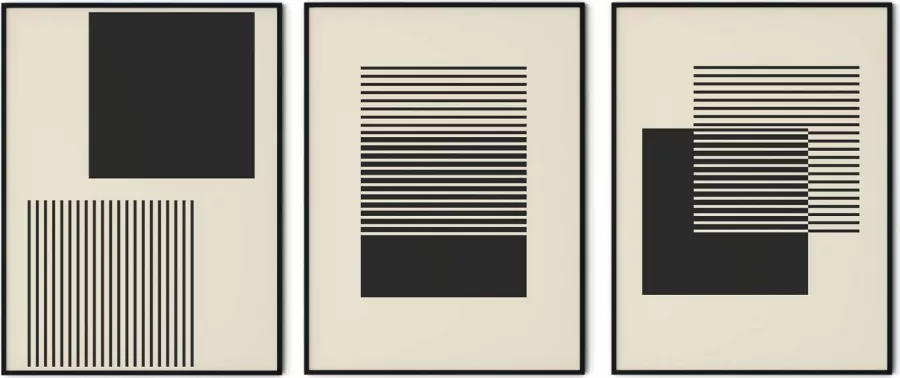 Tablouri Abstracte Alb Negru print pe hartie foto Fine Art Intaglio set 3