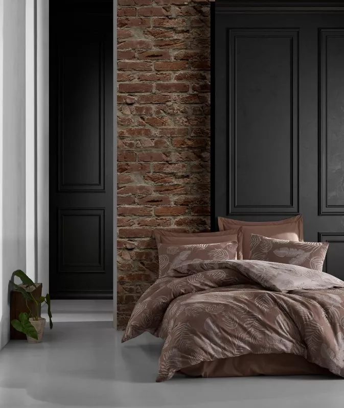 Lenjerie de pat dublu premium King Supreme Saheser Bahama Brown ...