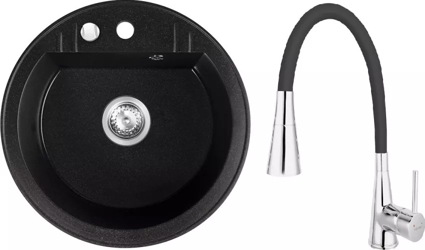 Set Chiuveta bucatarie simpla and Oslash 51 cm grafit Mezzo II si ...