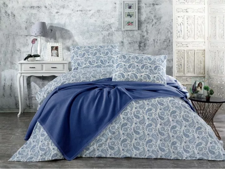 Set de pat dublu cuvertura cearsaf si fete de perna Whitney Asude ...