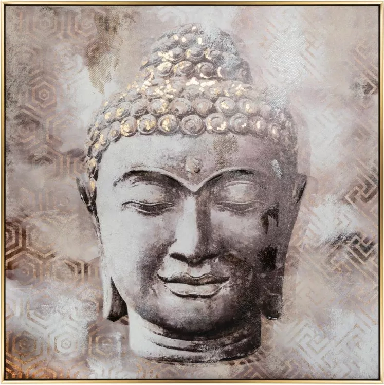 Tablou canvas Bouddha Gold 102x102 cm 167042 - cel.ro