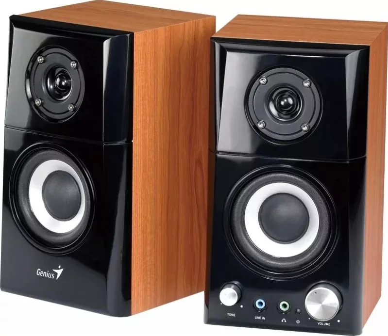 BOXE GENIUS 2.0 RMS 16W 2 x 8W black and and and cherry wood and SP ...