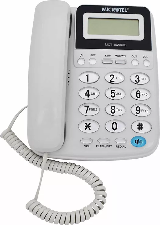 Telefon fix cu 16 taste Functie redial Tehnologie Handsfree Reglare volum