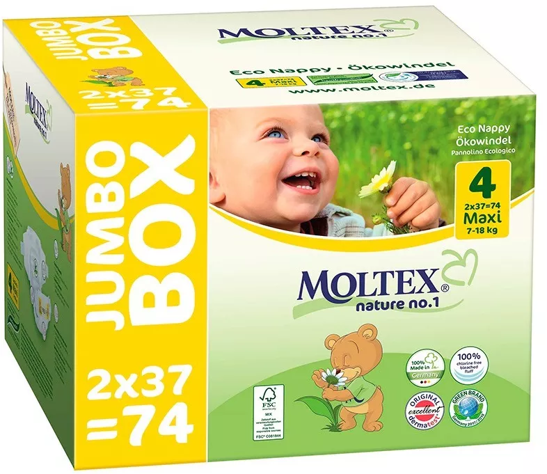 Scutece ECO pentru bebelusi 7-18kg nr. 4 pachet Jumbo 74 buc la CEL.ro