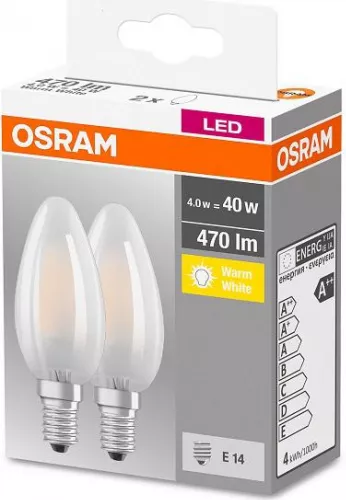 Set 2 becuri Led Osram E14 LED BASE CLASSIC B 4W 40W 220-240V 470 lumeni lumina - cel.ro