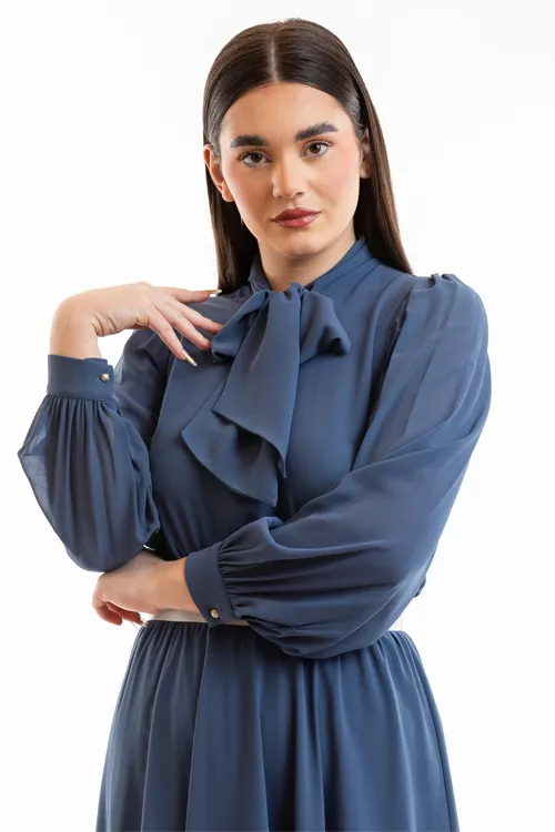 Rochie Eleganta din Voal Indigo NICHI 120-3-4168-552-I