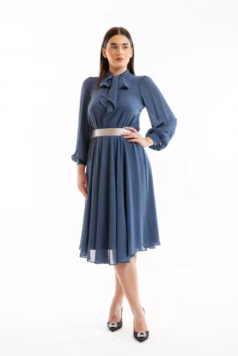 Rochie Eleganta din Voal Indigo NICHI 120-3-4168-552-I