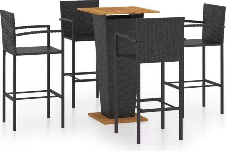 Set mobilier bar de gradina 5 piese negru 3064866 la CEL.ro